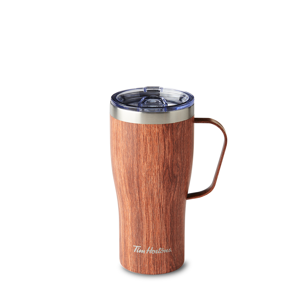 Tim Hortons Travel Mug | 20oz Stainless Steel | Wood Finish Travel Mug ...