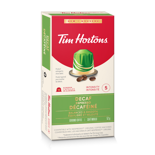 Tim Hortons Coffee | Decaf Espresso Capsules - 10 Count | TimShop